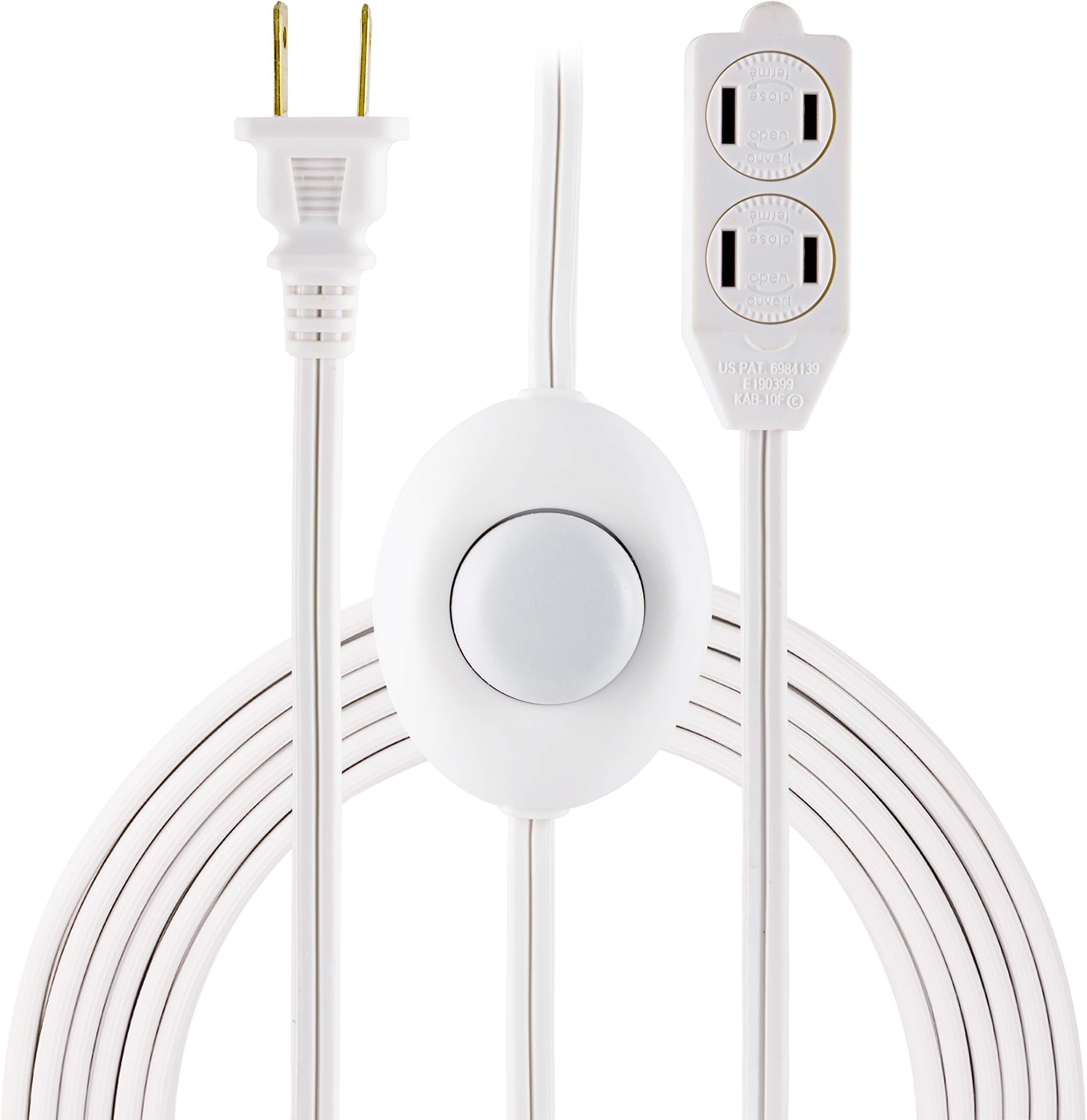 Amazon.com: White On Off Switch Extension Cord [2-Feet], 2-Prong/2 ...