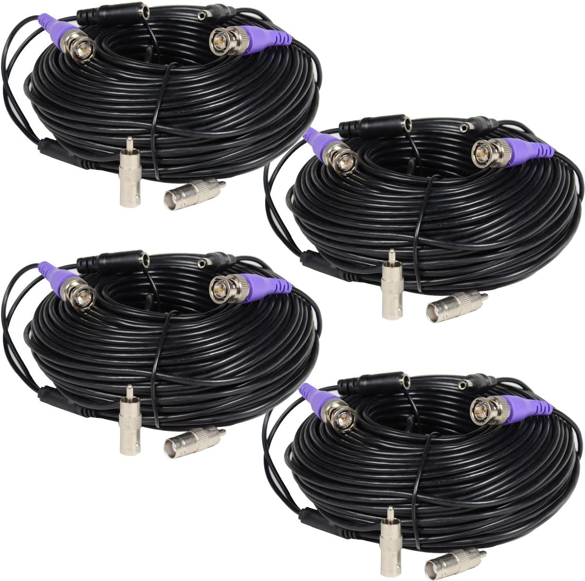 Amazon.com : VideoSecu 4 Pack 150ft Pre-Made All-in-One Video Power ...