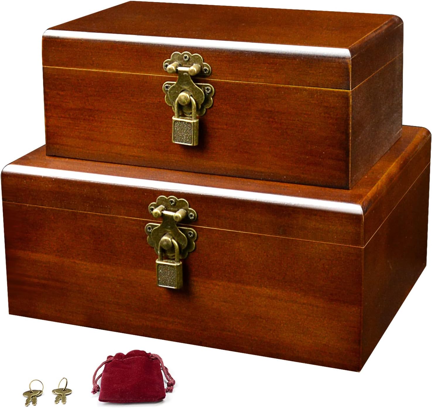 Amazon.com: WELITTCON Wood Box Large Decorative Wooden Storage Box with ...