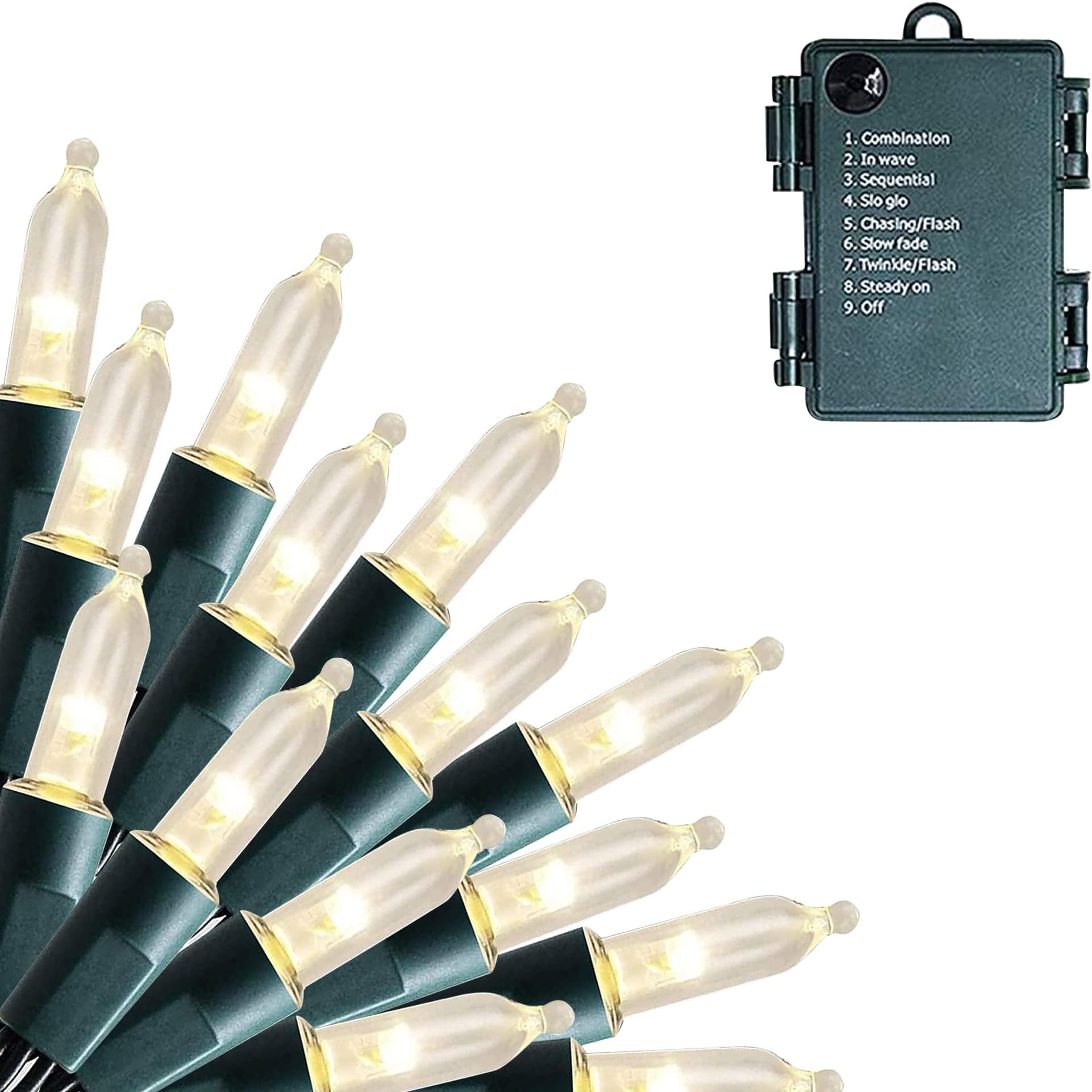 LOENDE Christmas Lights with Timer Battery Operated String Lights 100 ...