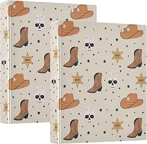 Amazon.com : KICPOAY 3 Ring Binder 1.5 Inch Cowboy Western Skull Hat ...