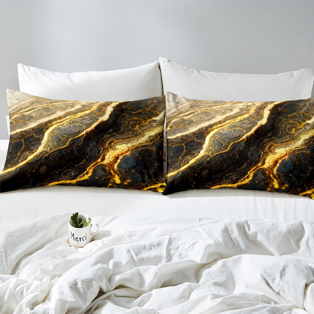 Modern Bed Sheet Texture Amazon.com: Black Marble Fitted Sheet Gold