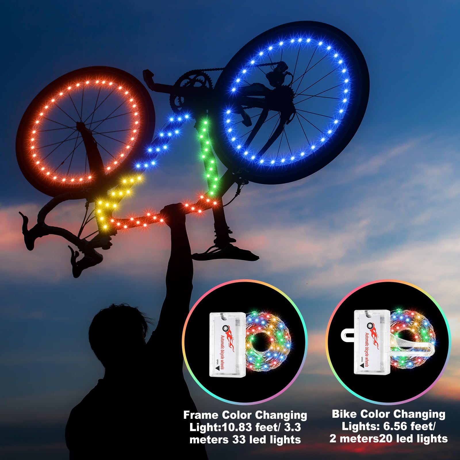 Color Changing Bike Parts Activ Life LED Bike Wheel Lights, 2 Pack,