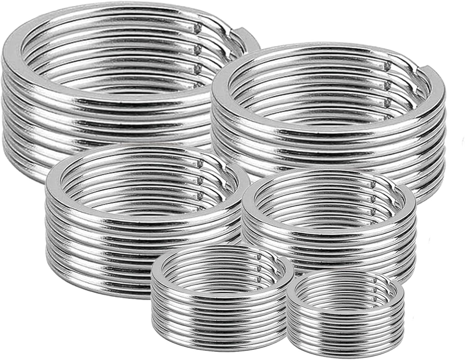 30 Pcs Key Ring Hoops, 6 Sizes Multi-Functional Round Key Rings ...