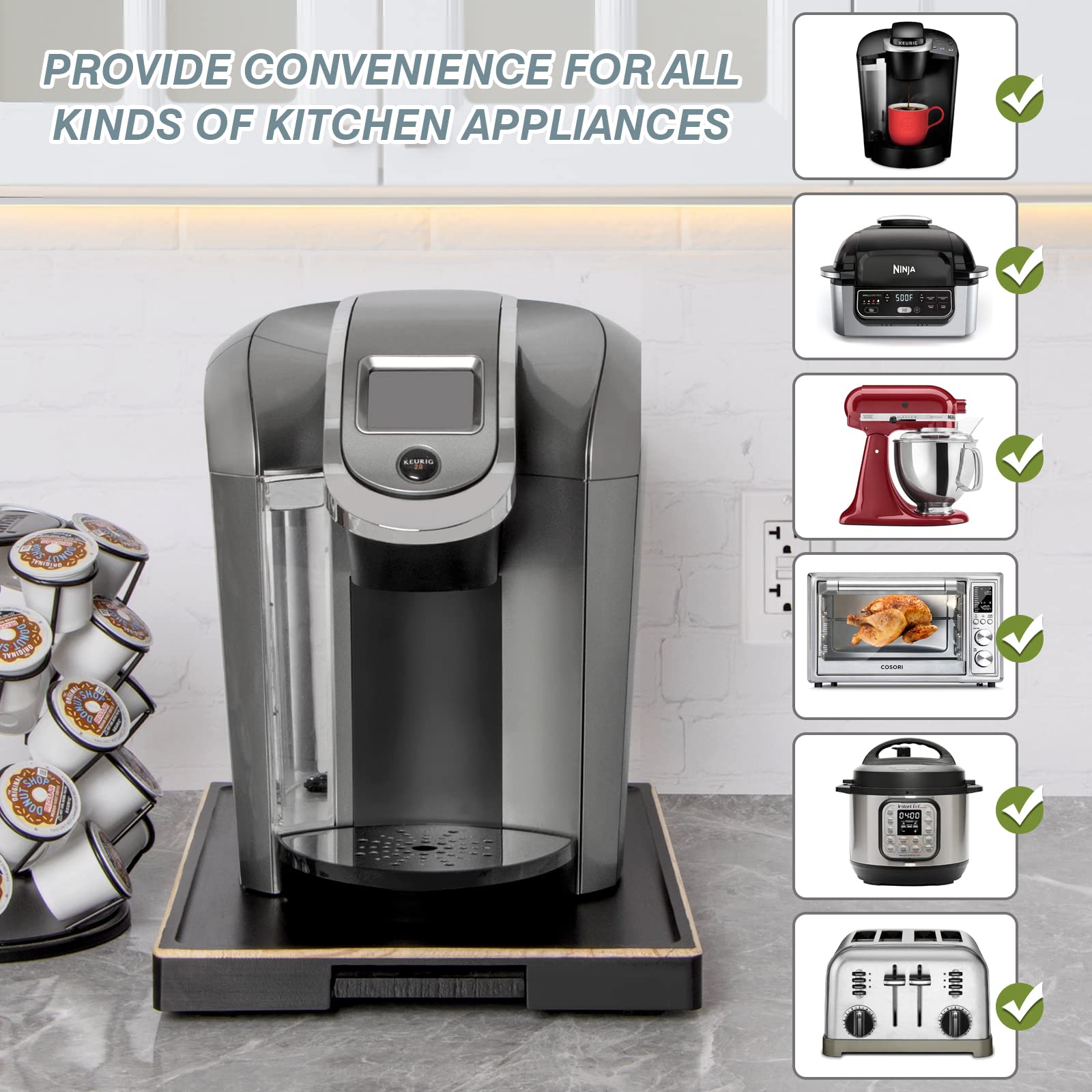 Snapklik.com : ANBOXIT Appliance Slider, Wooden Sliding Tray For Coffee ...