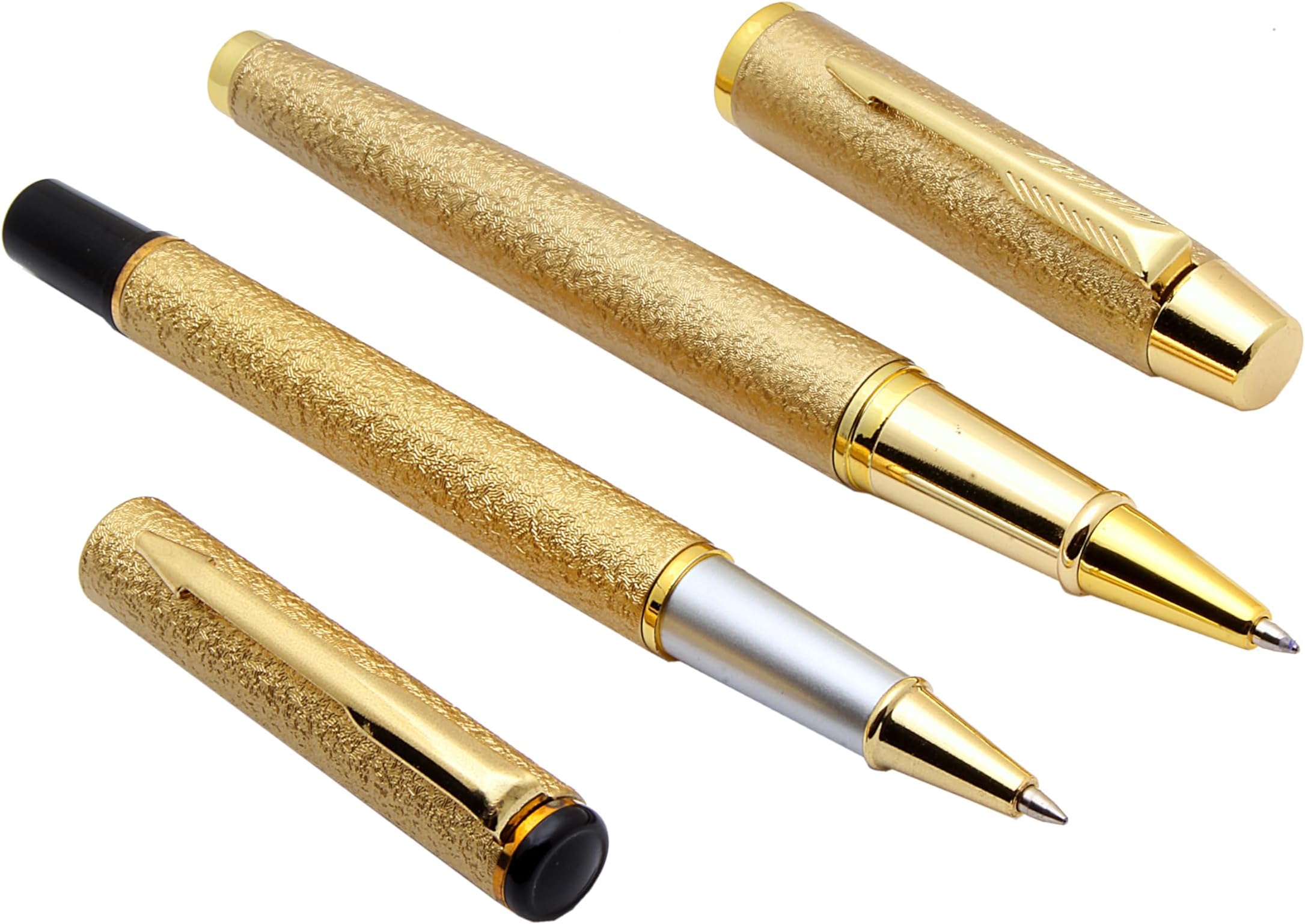 Ledos Set Of 2 Gold Sand Finish Rock Textured Metal Body Roller Ball ...