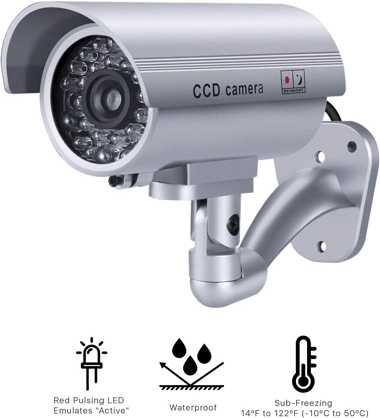 Flexzion Dummy Security Camera Outdoor Fake CCTV Surveillance Bullet ...