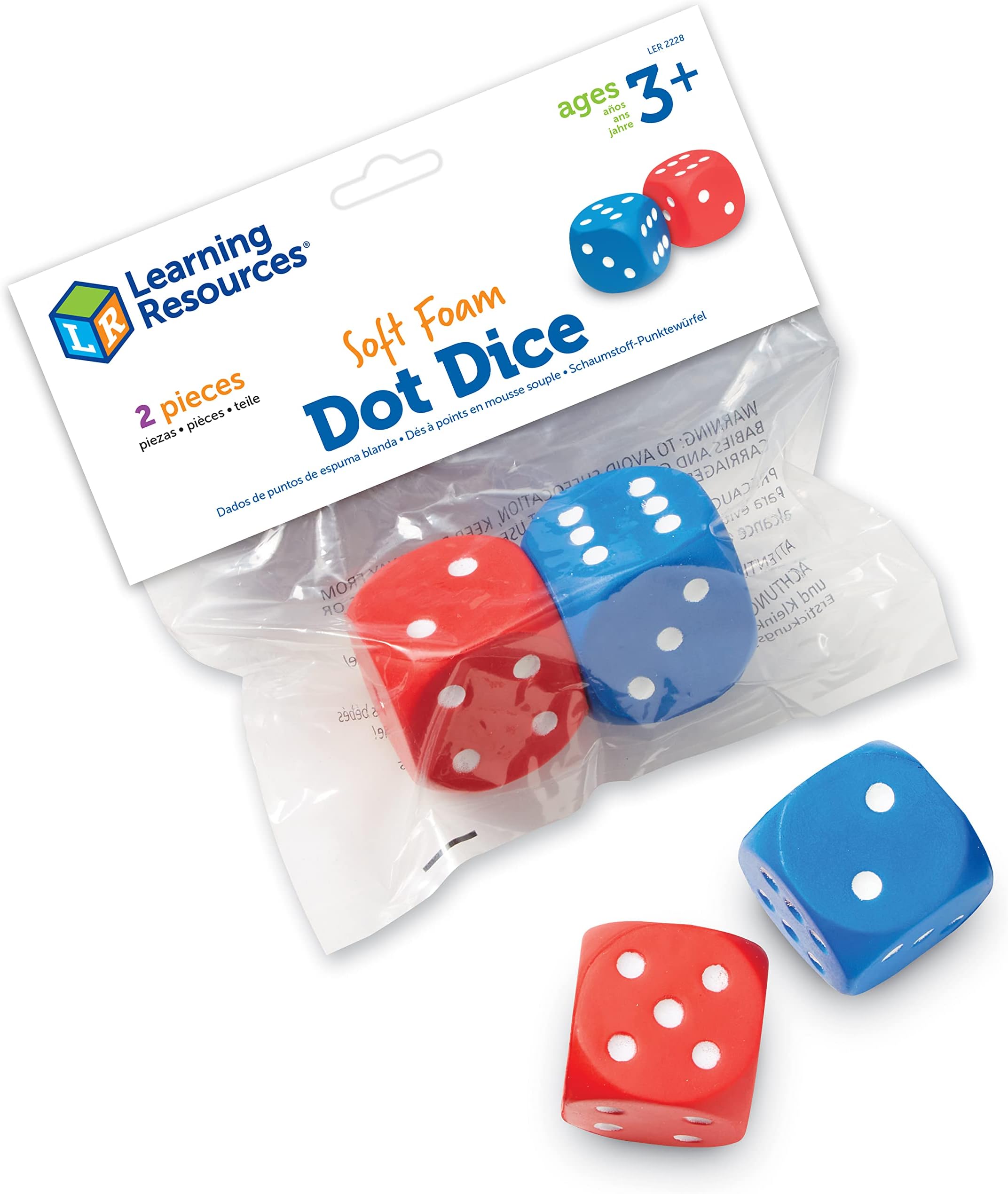 Learning Resources LER2228 Foam Dice: Dot Dice, Red and Blue 6-Sided ...