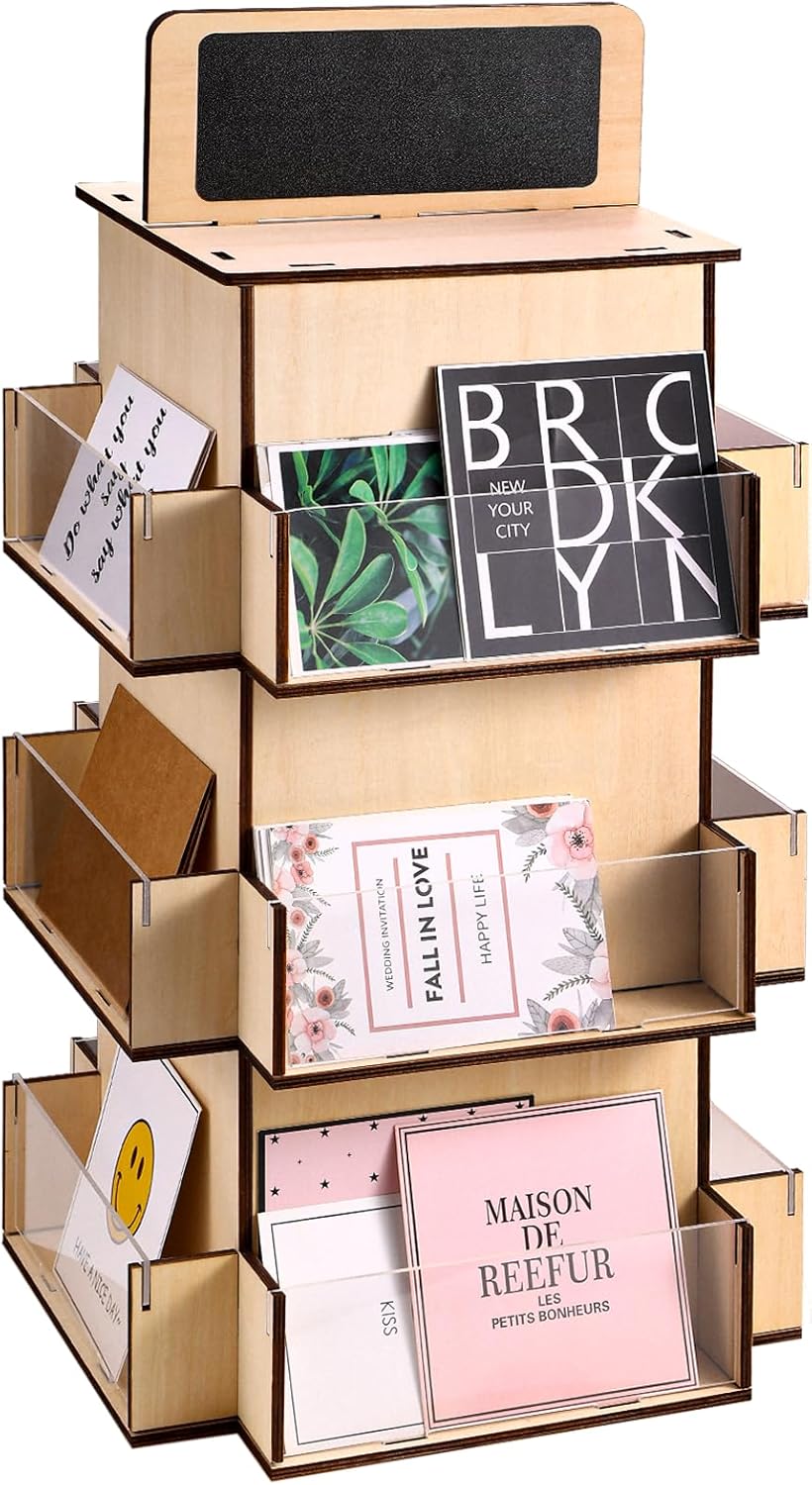 Amazon.com: Rotating Sticker Display Stand, 3 Tier Wooden Rotating ...
