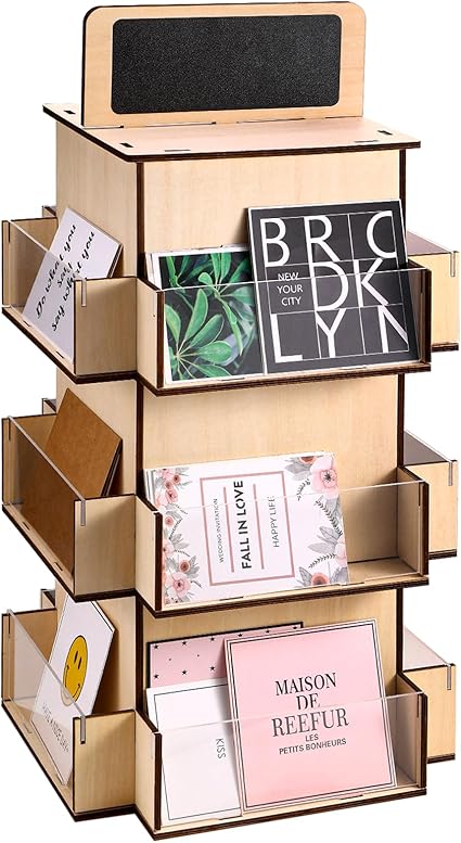 Amazon.com: Rotating Sticker Display Stand, 3 Tier Wooden Rotating ...