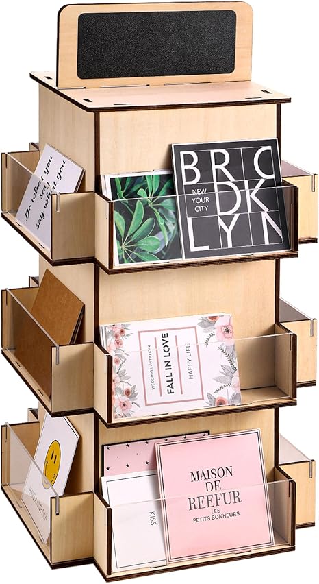 Amazon.com: Rotating Sticker Display Stand, 3 Tier Wooden Rotating ...