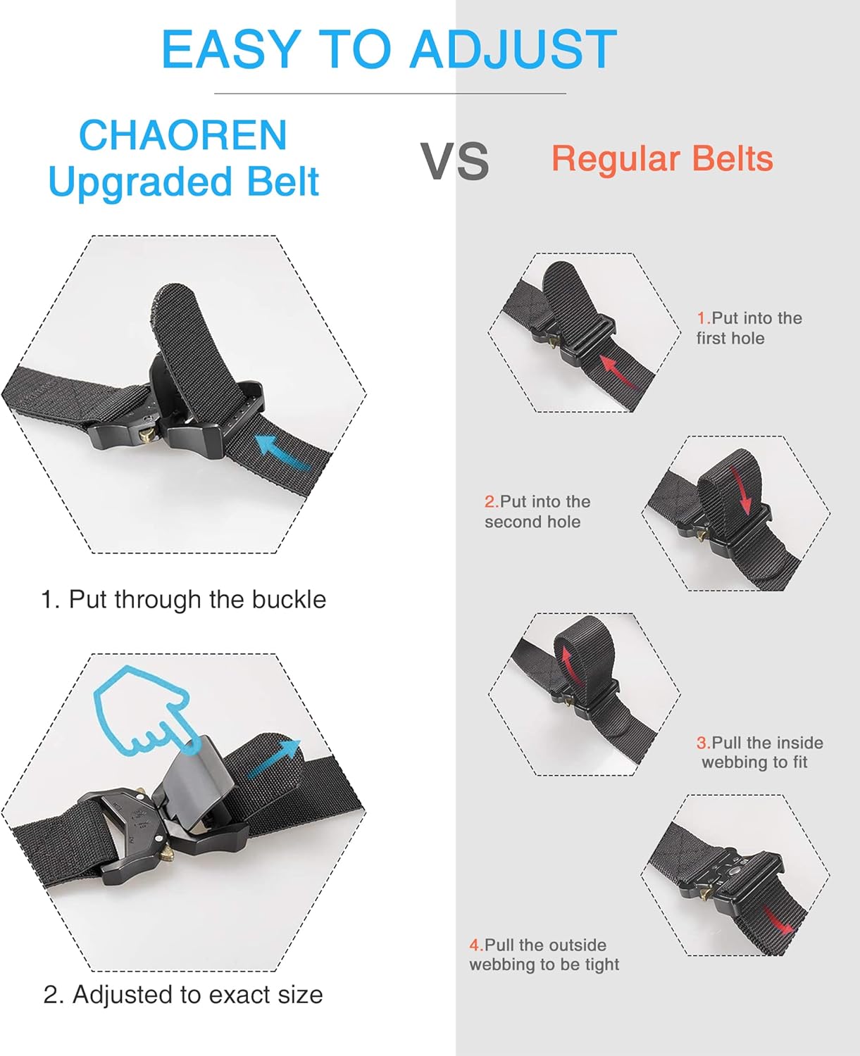 Buy CHAOREN Military Tactical Belt for Men, Heavy Duty Web Belts with Quick Release Buckle ...