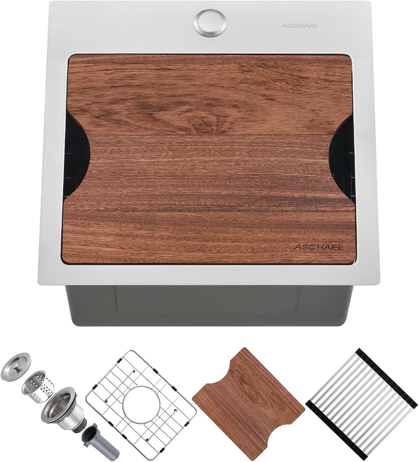 Amazon.com: Aschael Drop in Bar Sink Workstation - 15x15x10 Inch Top ...