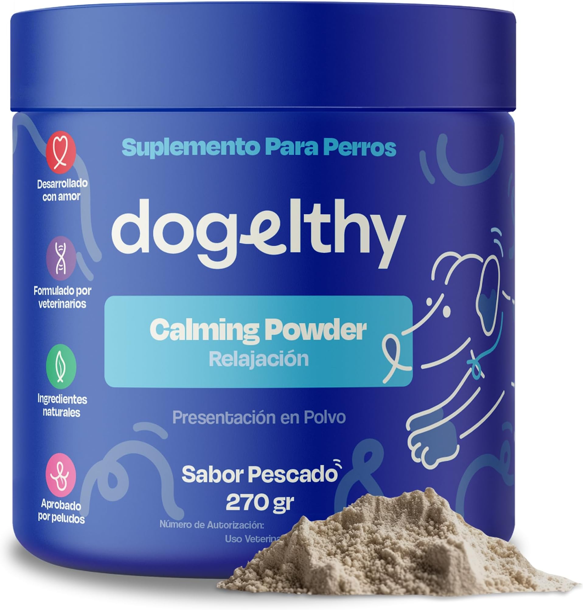 Dogelthy Calming Powder. Suplemento Relajante para Perros Natural ...