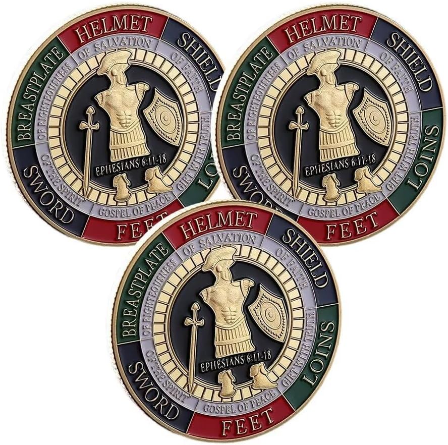 Amazon.com: YIQILAFADA 3pc Armor of God Challenge Coin, Commemorative ...