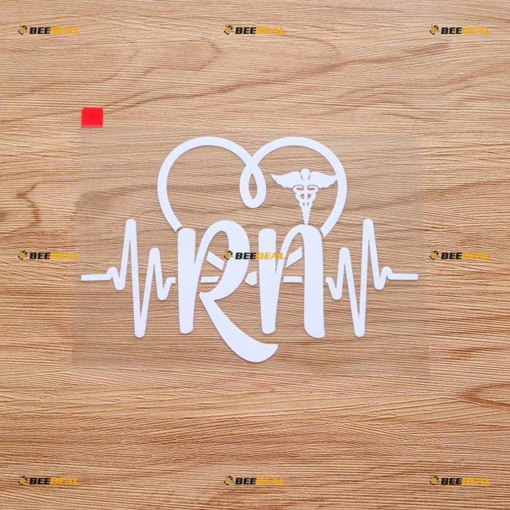 RN Registered Nurse Heartbeat Lifeline Heart Caduceus Sticker Decal ...