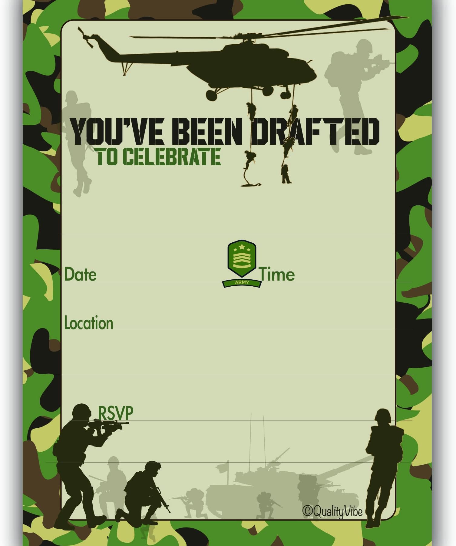 Amazon.com : Military Camo Boys Birthday Party Invitations - Camouflage ...