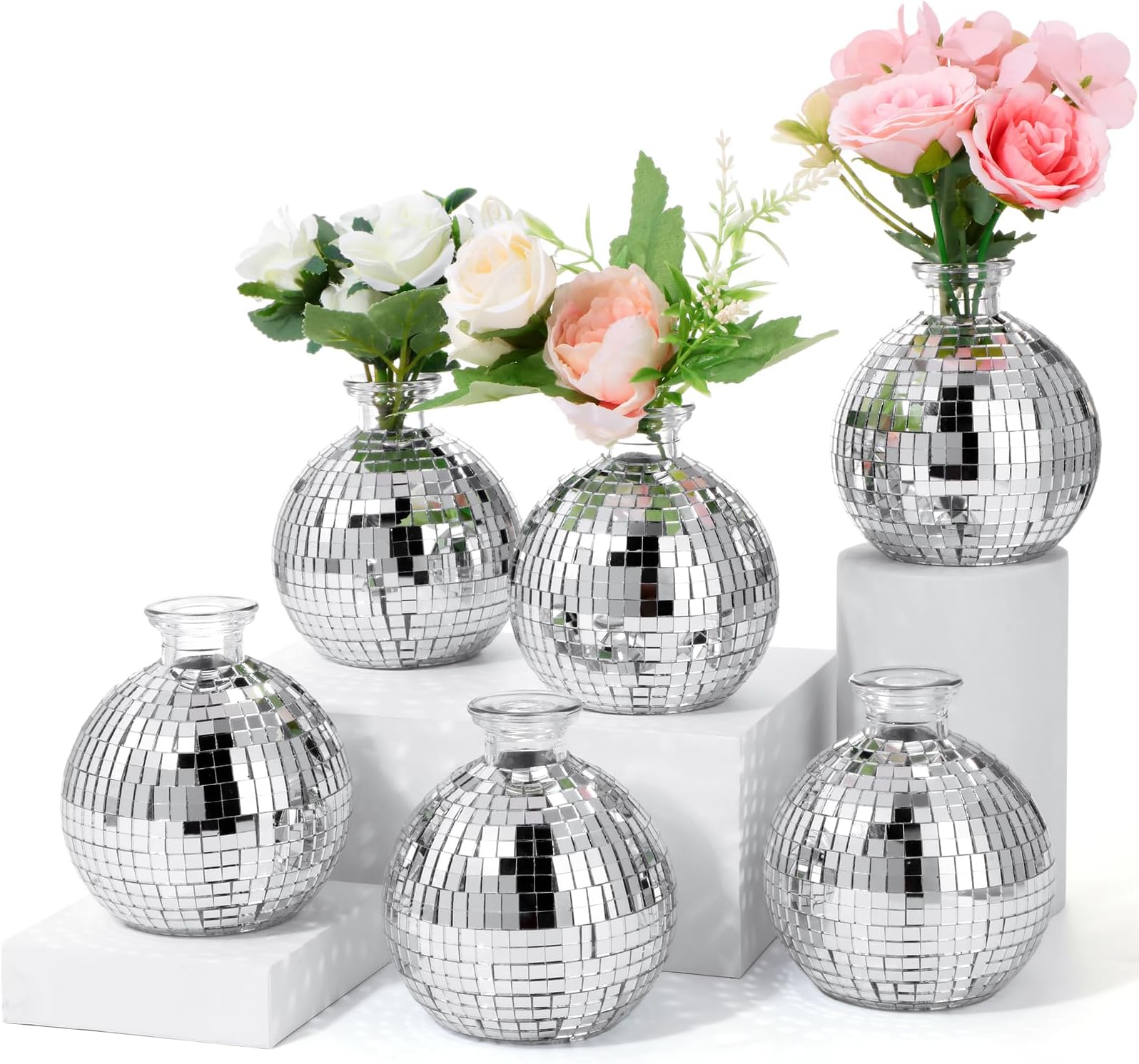 Amazon.com: Layhit Disco Ball Vase for Flower and Plant 4" Small Glass ...