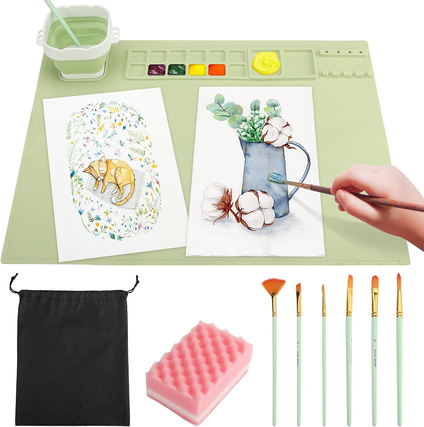 Amazon.com: Silicone Painting Mat,20"x16" Silicone Craft Mat with Cup ...