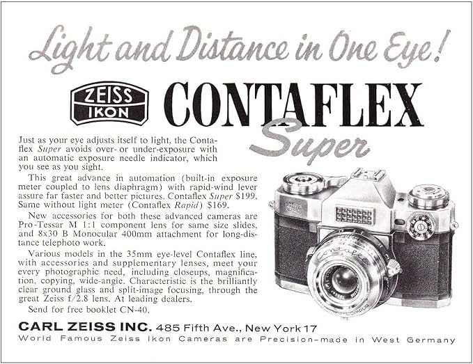 Amazon.com: RelicPaper 1960 Zeiss Ikon Contaflex Camera: Light and ...