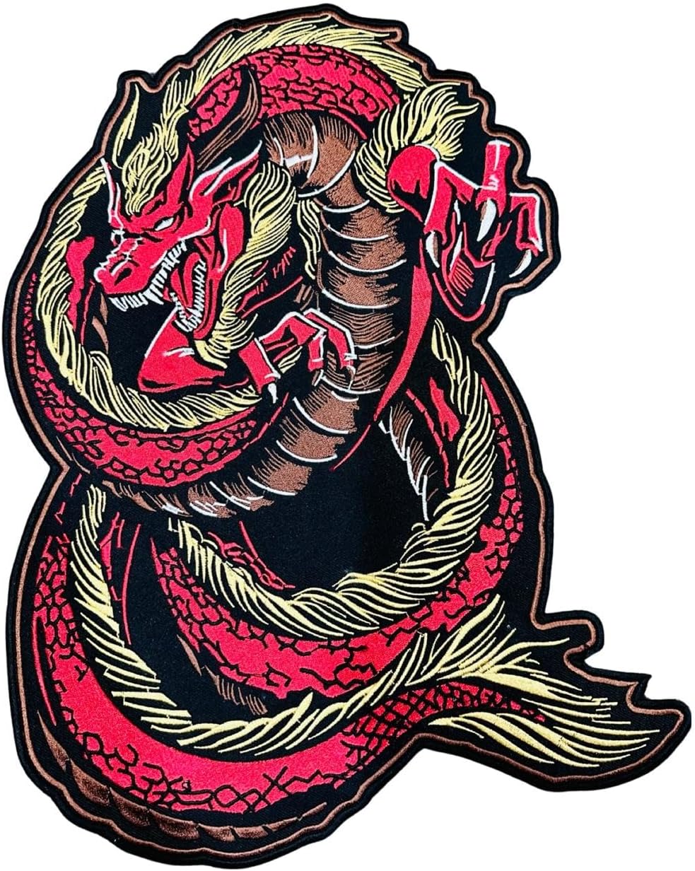 Amazon.com: Pinsanity Black Chinese Dragon Iron-On Embroidered Patch ...