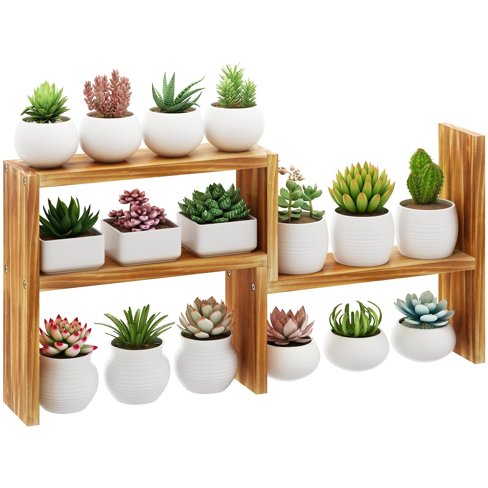 Amazon.com: Tovacu Small Table Top Plant Shelf,3 Tiered Windowsill Wood ...
