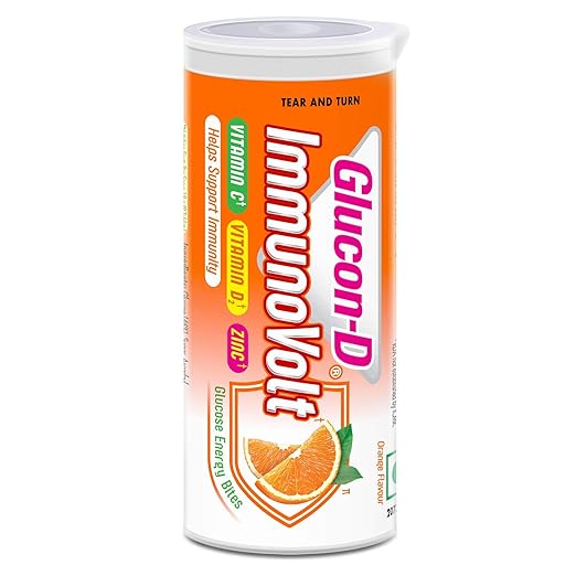 Glucon-D Immunovolt Energy Bite Tube (9 Chewable Tablets) 18gm (Orange ...