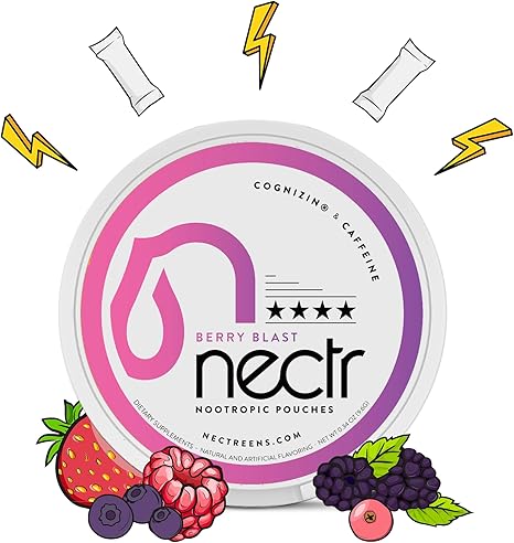 Amazon.com: Nectr Nootropic Energy Pouches, Focus & Energy, Berry Blast, Cognizin 62.5 mg ...