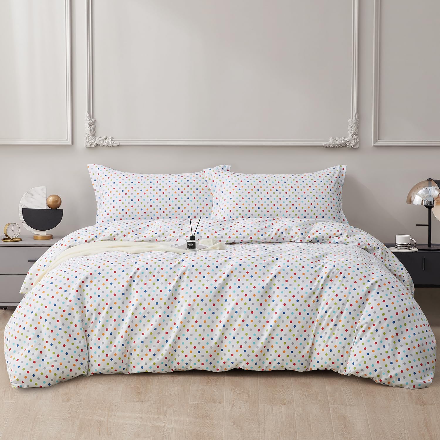 Amazon.com: SAPHREAS Colorful Polka Dots Duvet Cover Set Twin Size 2pcs ...