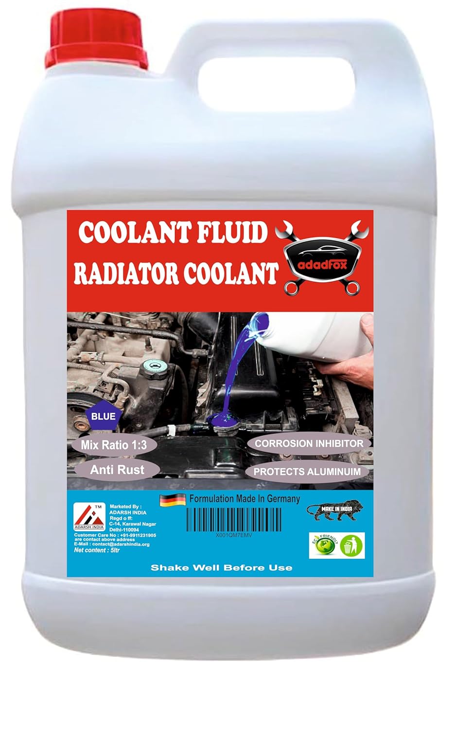 ADADFOX Radiator Coolant Concentrate (5 L, Blue) | Mix Ratio 1:3 ...