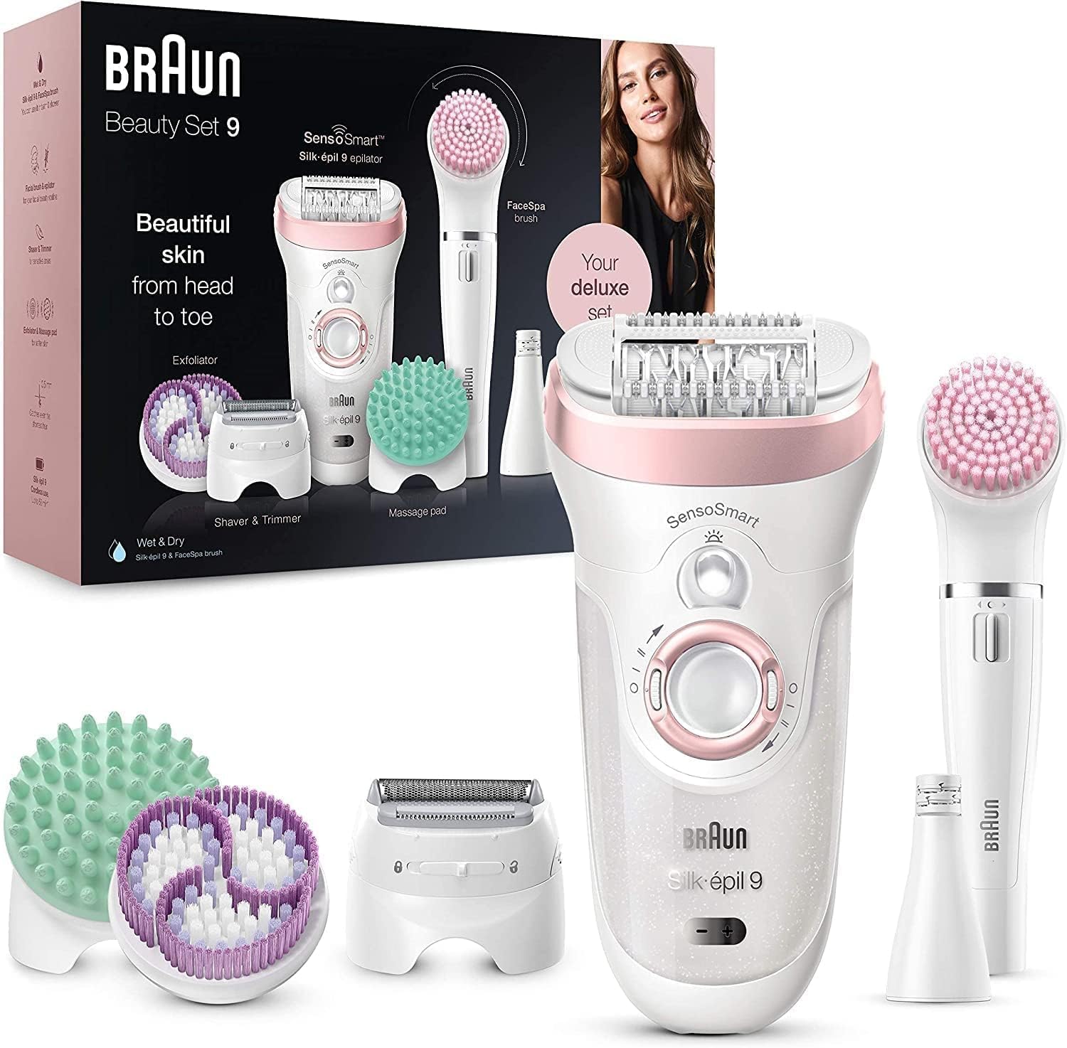 Braun Silk-épil Beauty Set 9 9-995 Deluxe 9 in 1 Wireless Wet&Dry Hair ...