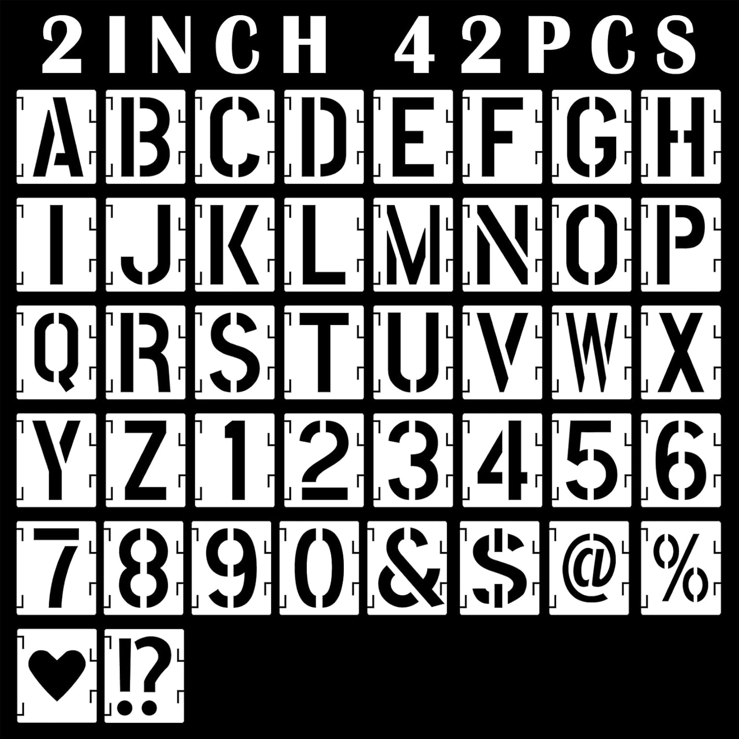 2 Inch Letter Stencils Symbol Numbers Craft Stencils, 42 Pcs Reusable ...