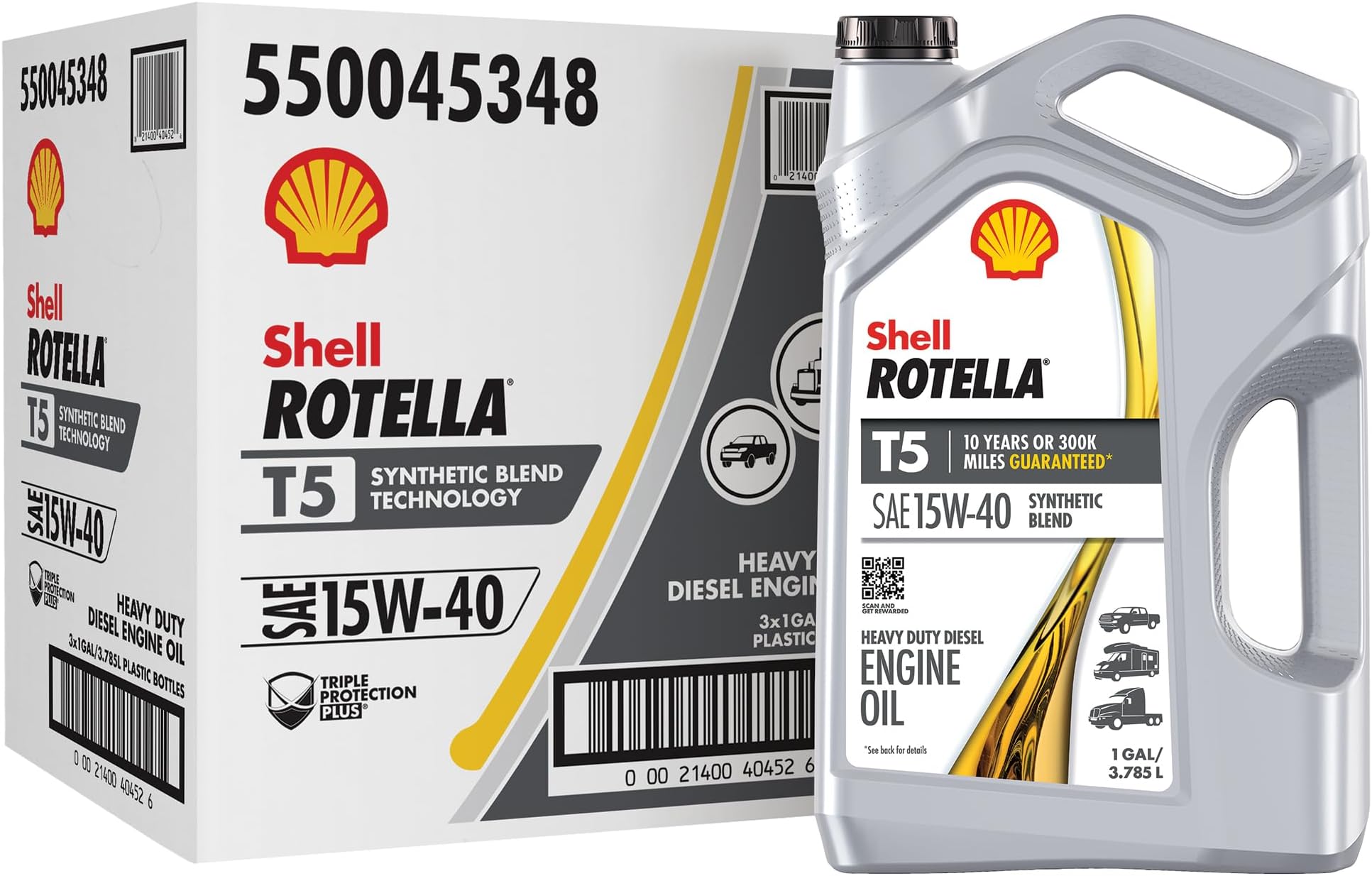 Amazon.com: Shell Rotella 550046251 T6 Full Synthetic Multi-Vehicle 5W ...