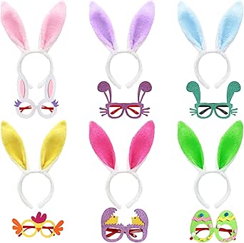 Amazon.com: CIEOVO 12Pcs Easter Headbands and Glasses Frame Set, Easter ...