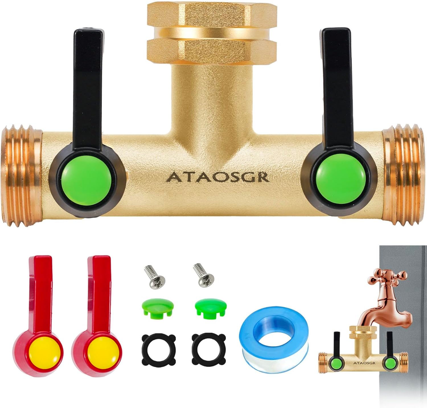 Amazon.com: Garden Hose Splitter, Faucet Splitter 2-Way Dual Outlet ...