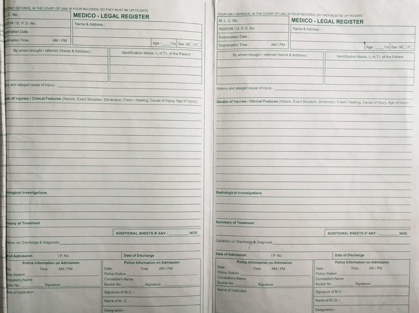 Buy NABH MLC Certificate Triplicate | Medico Legal Certificate (for 50 ...