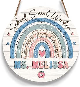 Amazon.com: Social Worker Door Hanger, Social Work Month Sign, School ...