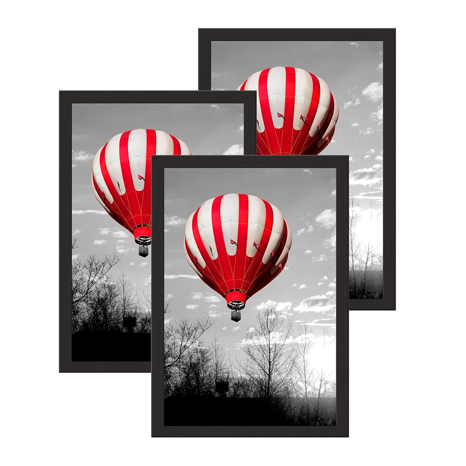 YMOND 12x18 Picture Frames, 3Pcs Black Photo Frame Made of Solid Wood ...