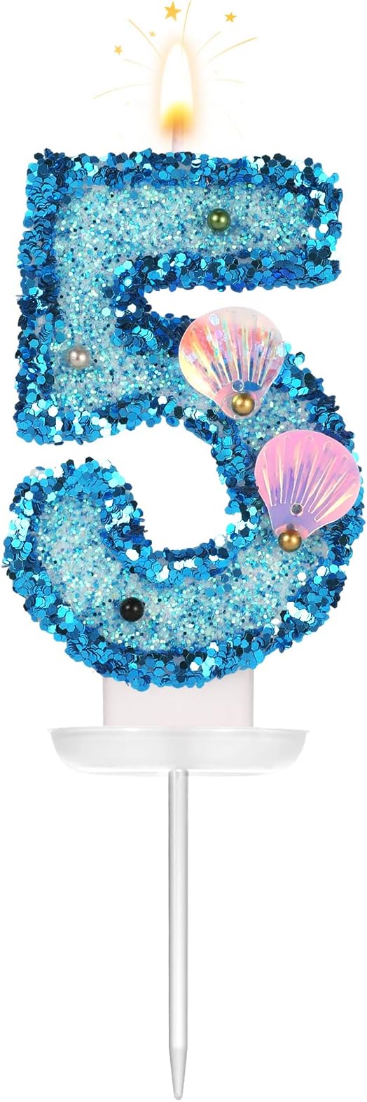 Amazon.com: 3 Inch Shell Birthday Number Candle, Glitter Number Candle ...