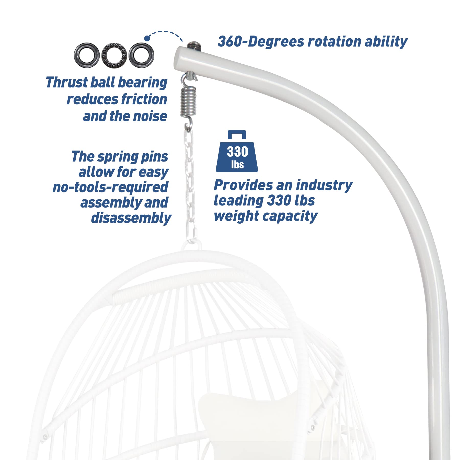 Chihee Hanging Egg Chair Stand,Strong Iron Hammock Chair Frame with ...