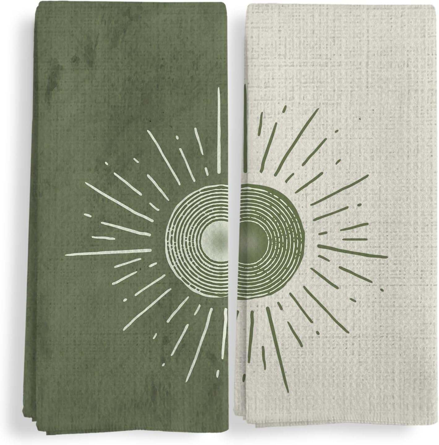 Amazon.com: Qeheb Boho Green Sun Kitchen Towels, Sun Sunset Sunshine ...