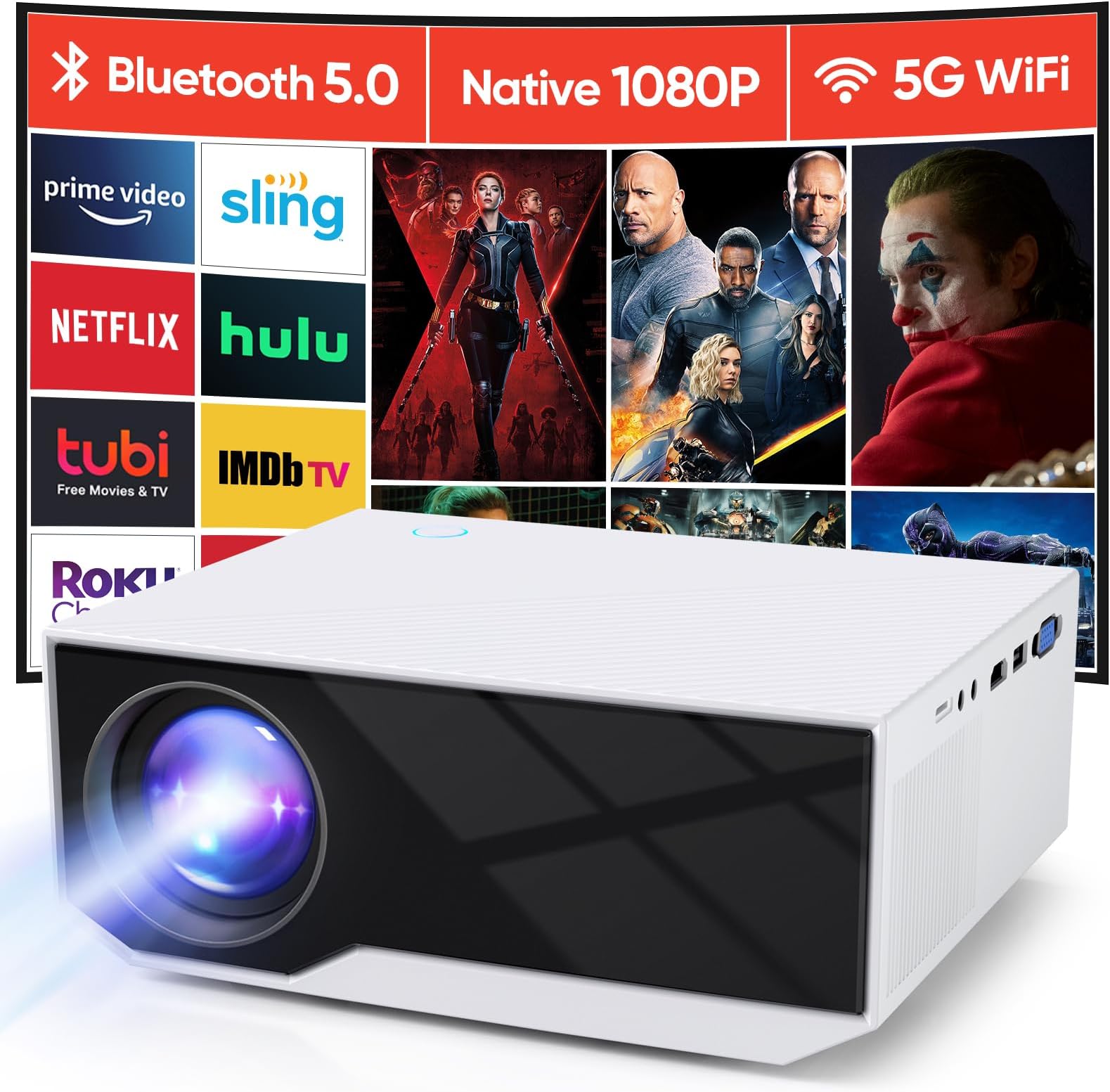 Amazon.com: Projector with WiFi and Bluetooth,15000lumens Native Full ...