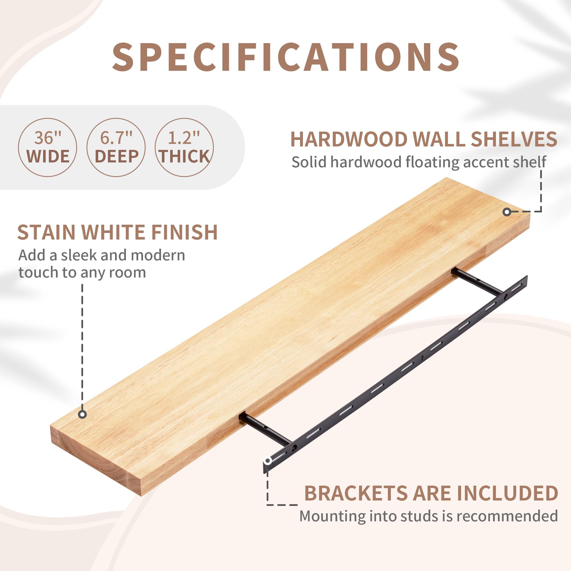 Floating Shelves for Wall, 36 Inch Rustic Hardwood Floating Wall ...