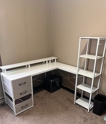 Amazon.com: SEDETA Home Office Desk with 3 Fabric Drawers, 55" L Shaped ...