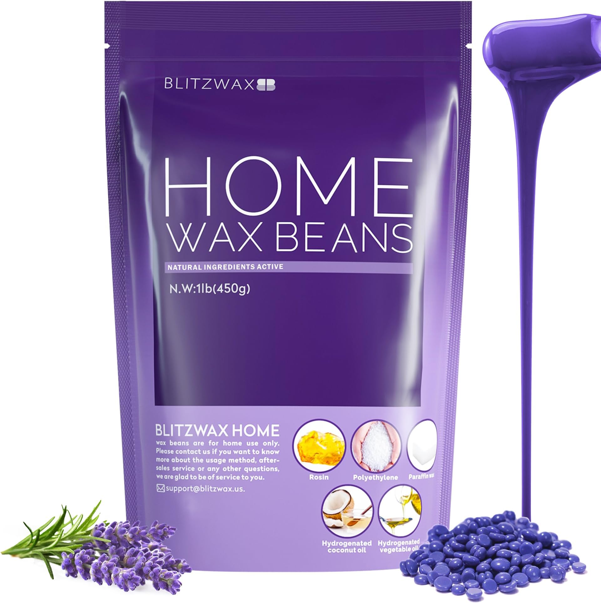 Amazon.com : BLITZWAX Wax Beads for Hair Removal - 1lb Lavender Hard ...