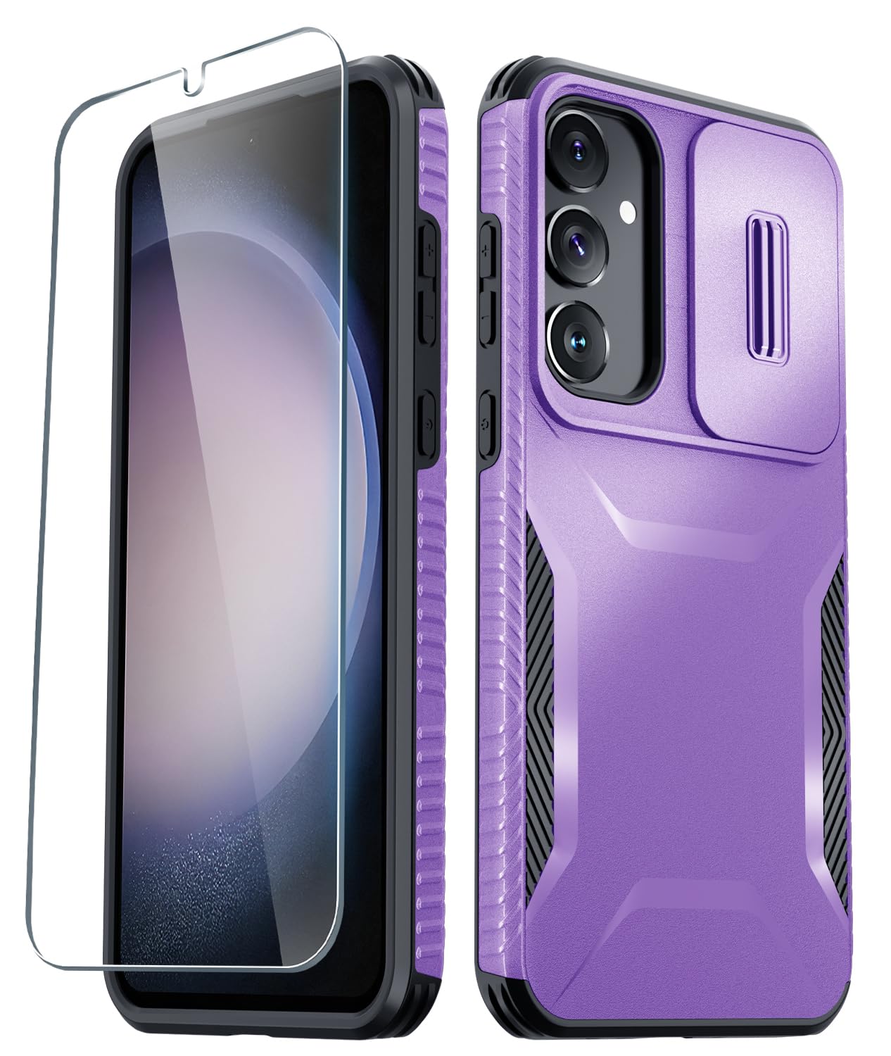 Amazon.com: LATVIN for Samsung Galaxy S24 FE Case with 1 Screen Protector, Built-in Slide Camera ...