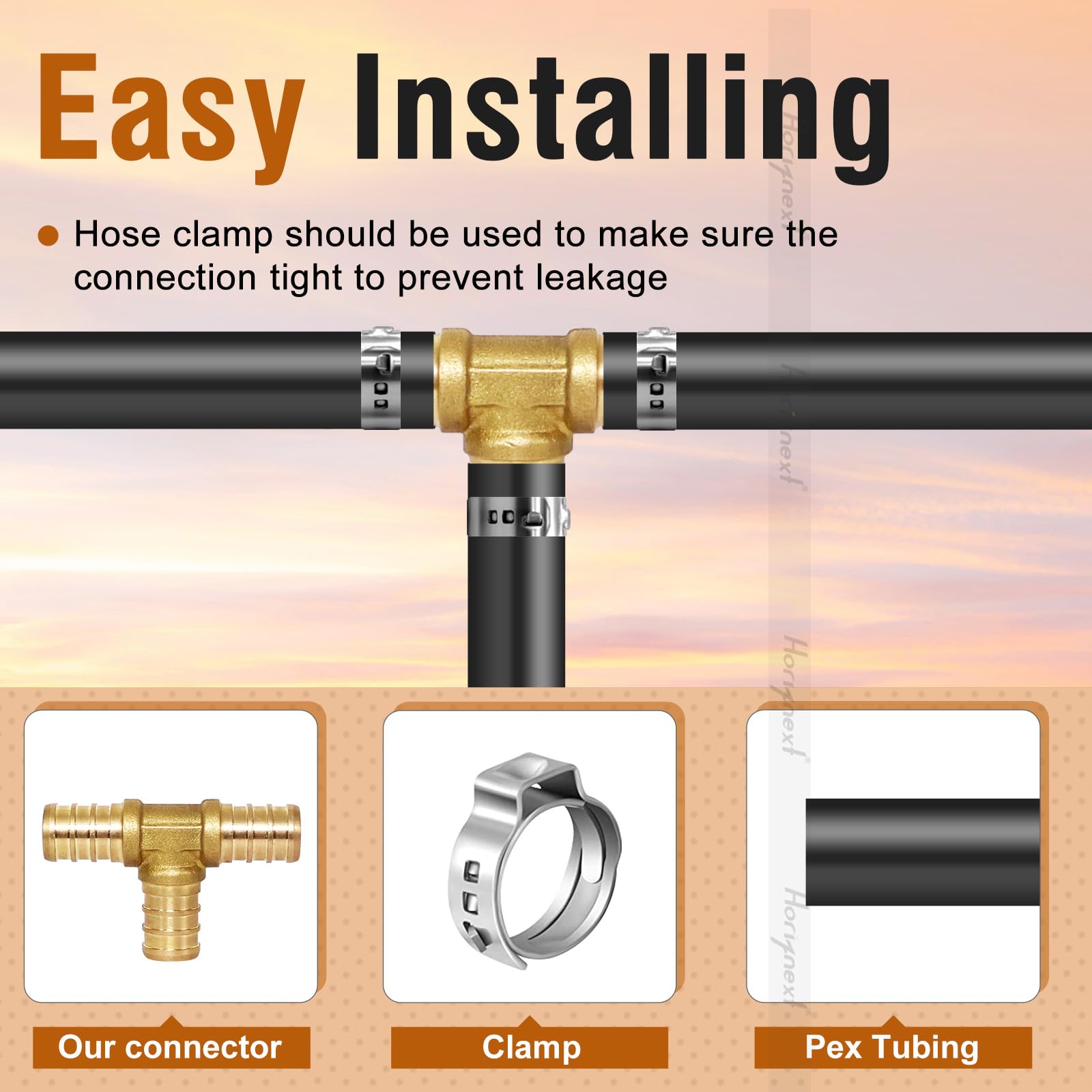 Snapklik.com : Horiznext 1/2 Inch Pex Tee Fitting, Brass Coupling ...