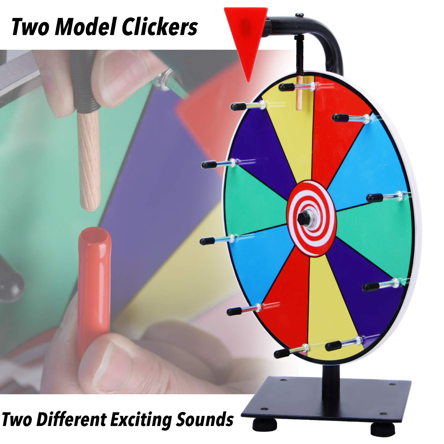 T-SIGN 12" Heavy Duty Spinning Prize Wheel, 10 Slots Color Tabletop ...