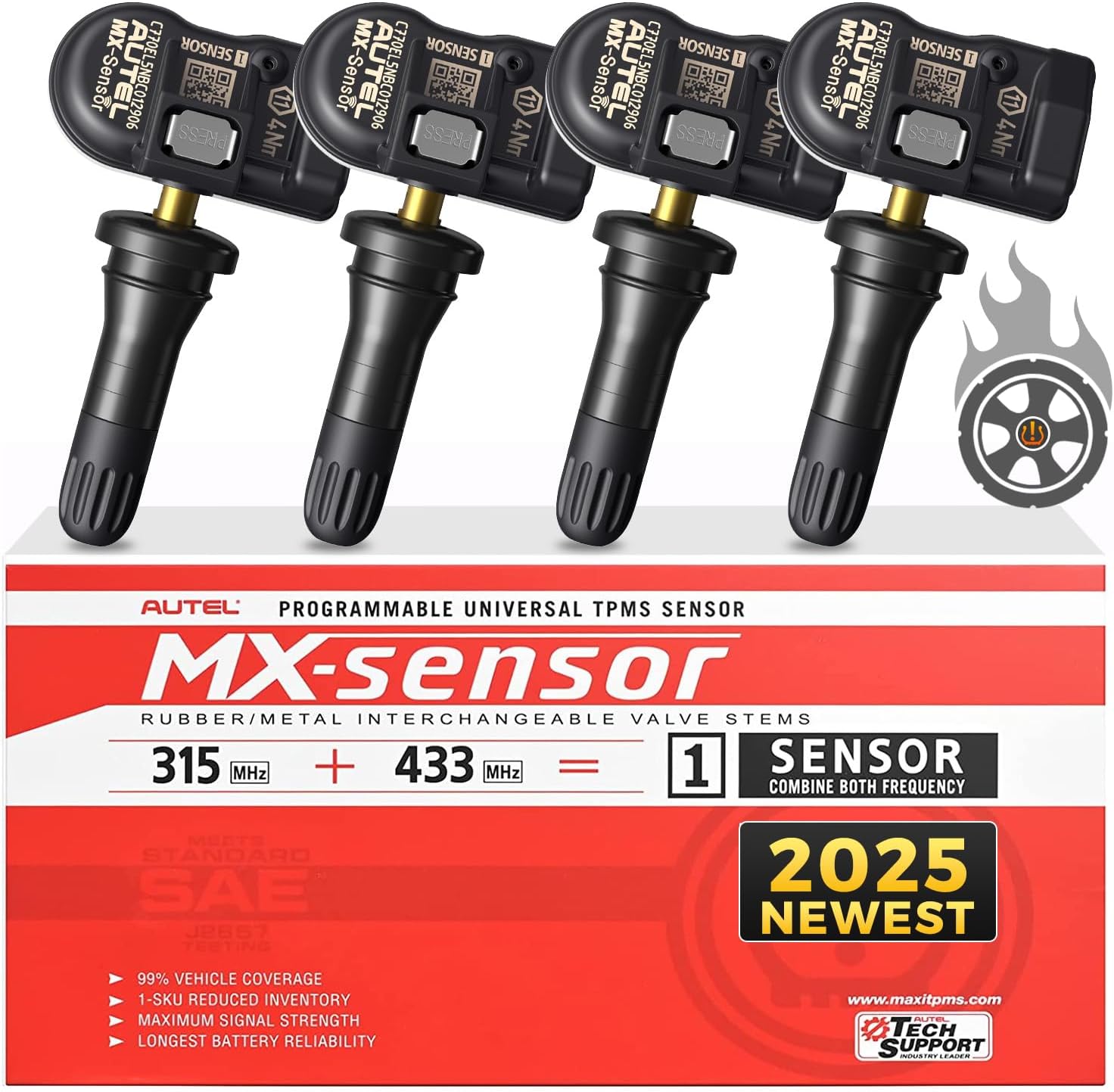 Amazon.com: Autel TPMS Sensors MaxiTPMS MX Sensor, 315 + 433MHz 2in1 ...