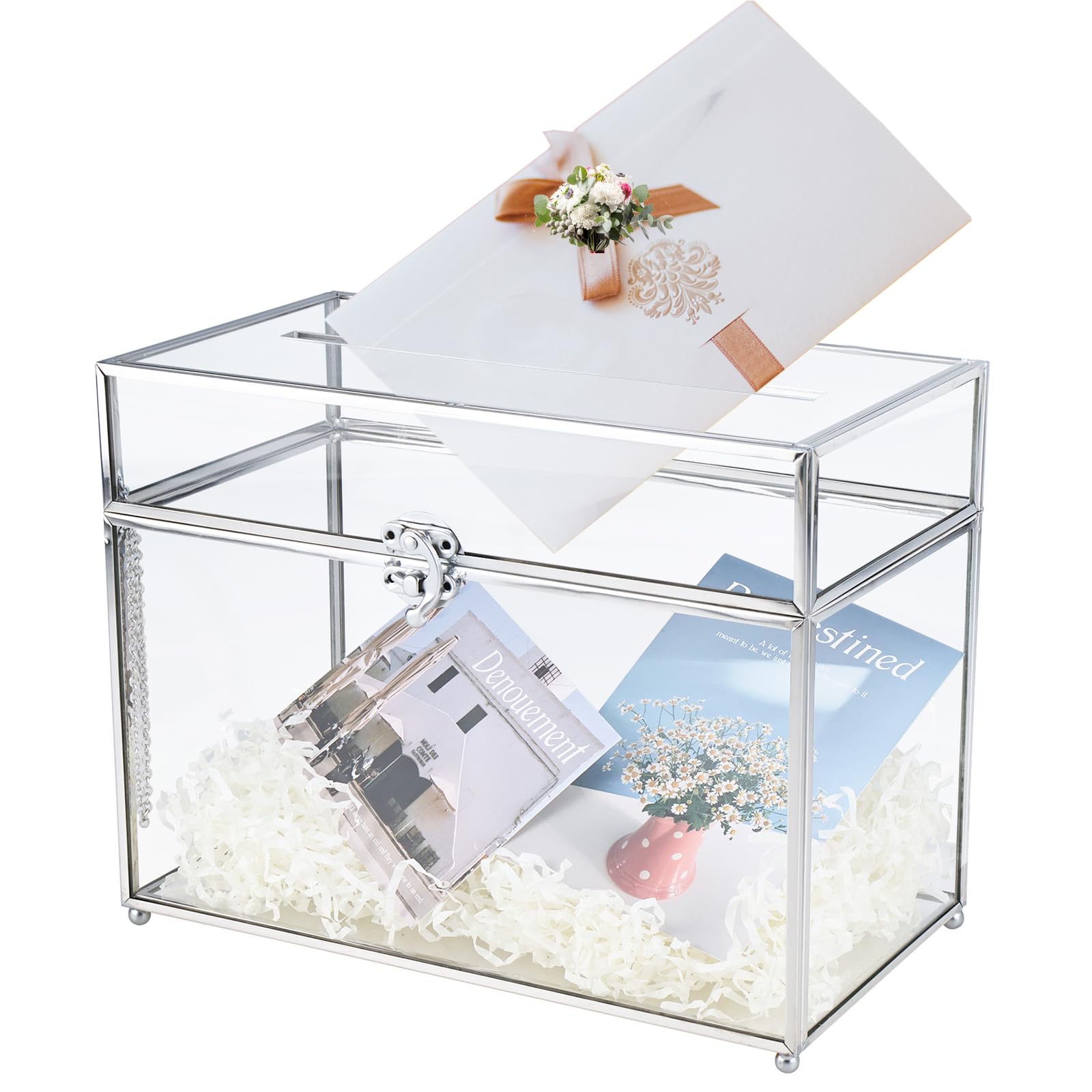 Amazon.com: HighFree Wedding Glass Card Box with Slot, 10''L x 5.6''W x ...